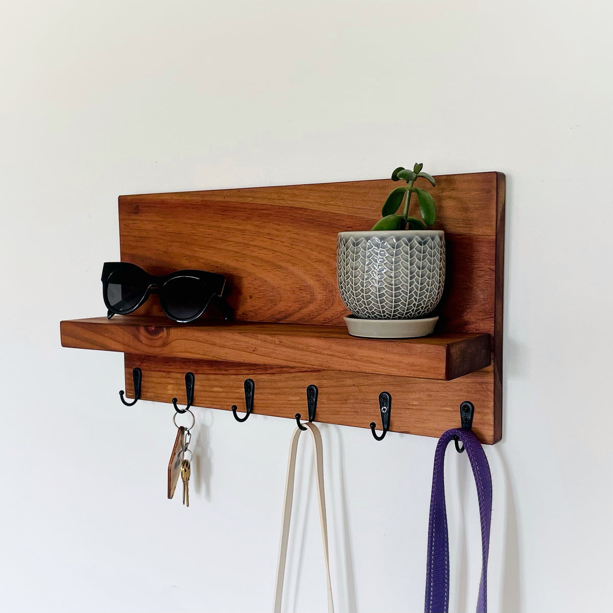 Large Key Holder Wall Shelf, Entryway Hook Organizer | Minimalist Styl ...